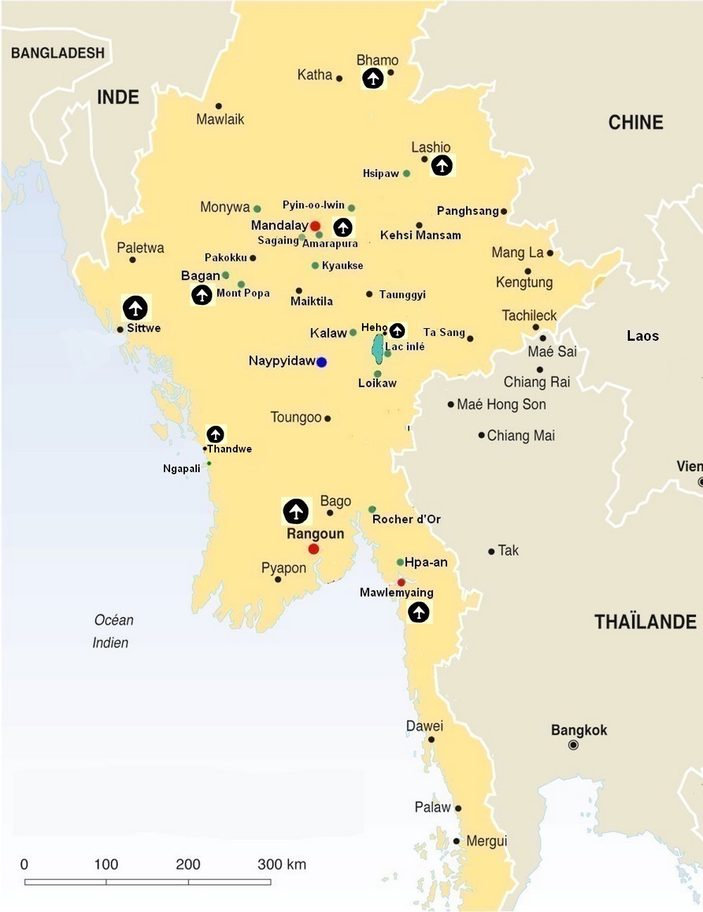 Carte de la Birmanie | Birmanie